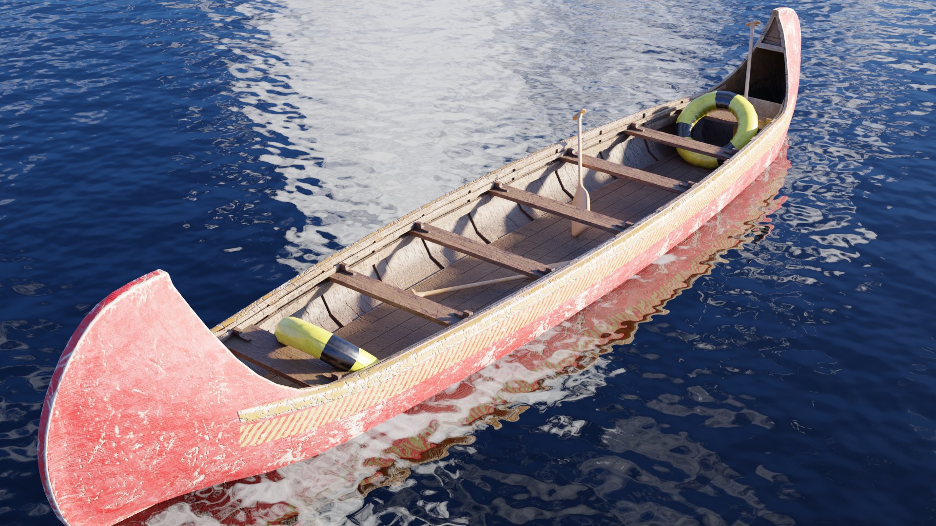 3D Red Racing Canoe Rowing River Boat Model - TurboSquid 2142351