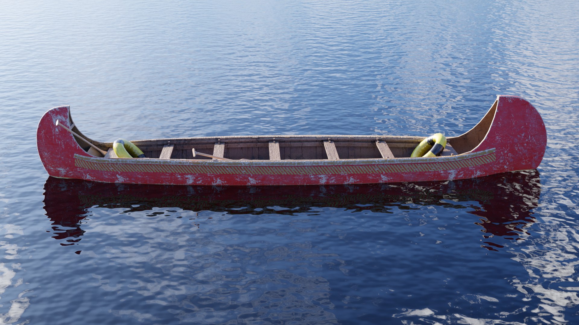 3D Red Racing Canoe Rowing River Boat Model - TurboSquid 2142351