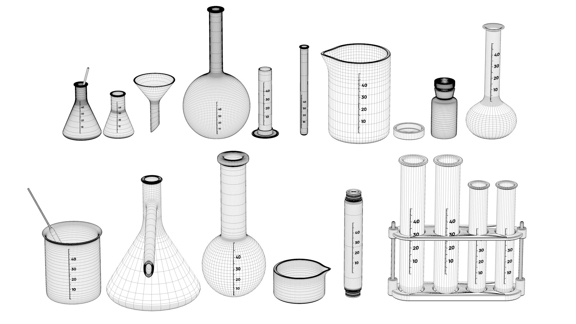 Laboratory Glassware Flask Measuring Cup Assembly 3D Model - TurboSquid ...
