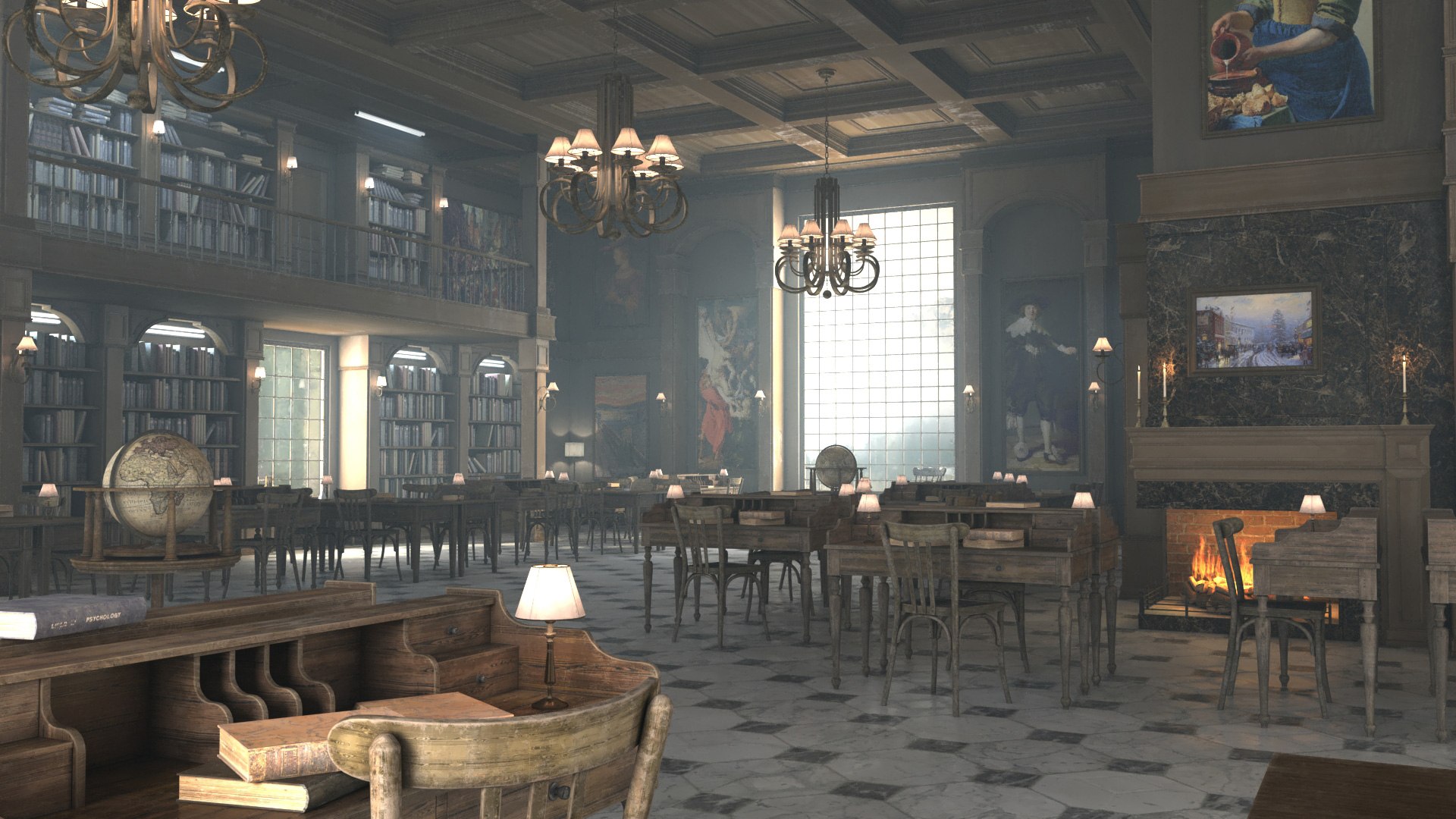 3D Classic Old Library-8K PBR Textures Model - TurboSquid 1809105