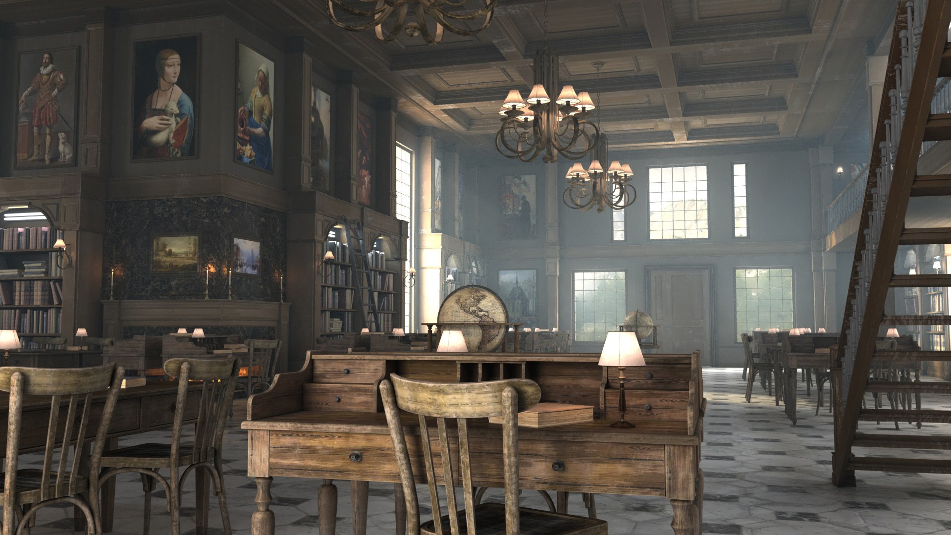 3D Classic Old Library-8K PBR Textures Model - TurboSquid 1809105