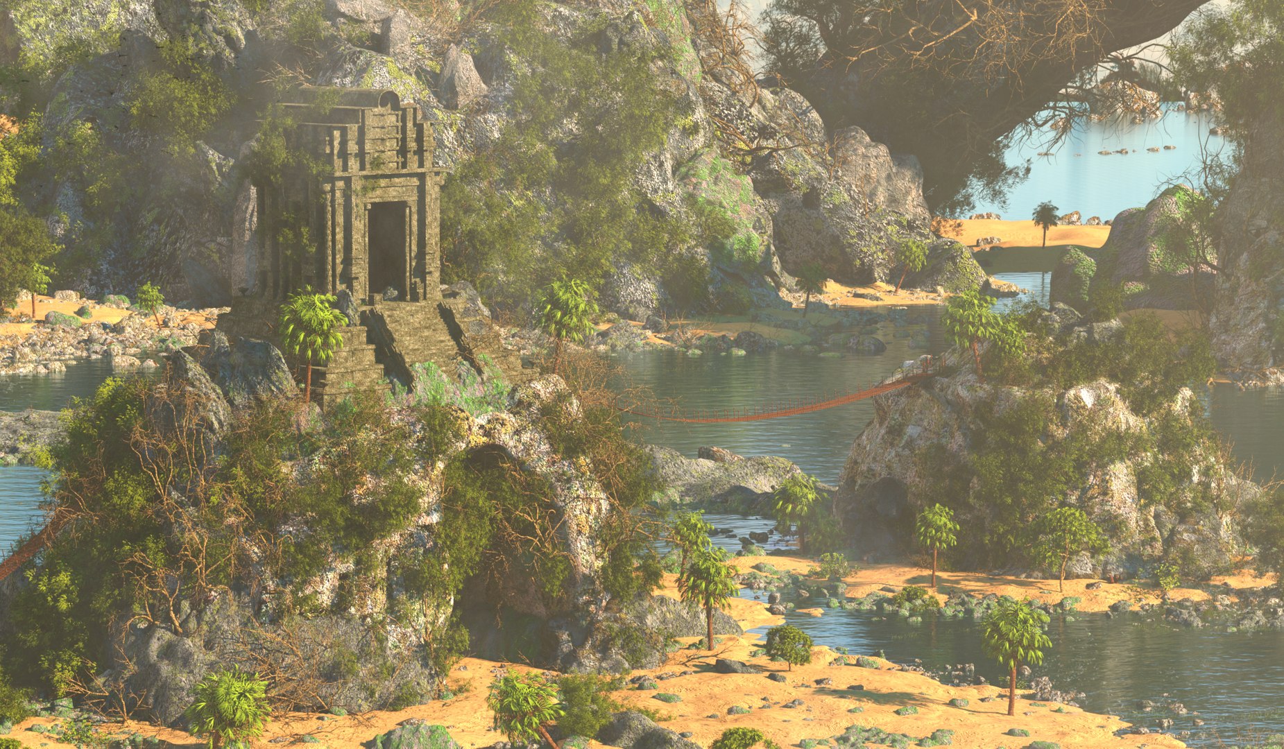 3D Model Fantasy Ancient Temples Island - TurboSquid 1944170