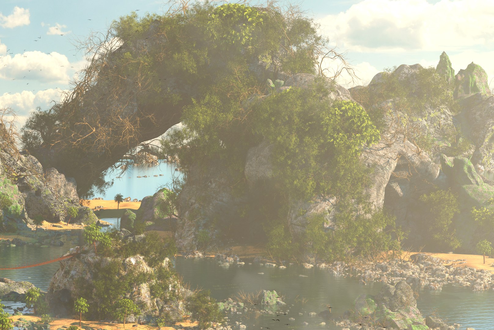 3D Model Fantasy Ancient Temples Island - TurboSquid 1944170