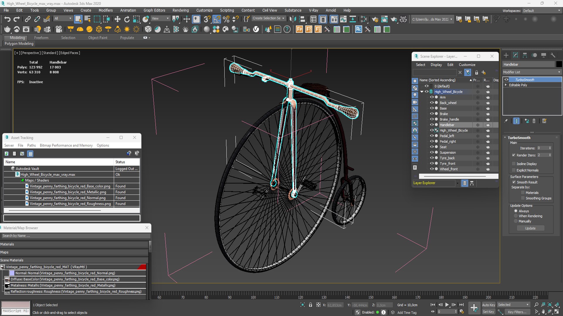 3D Model High Wheel Bicycle - TurboSquid 2326769