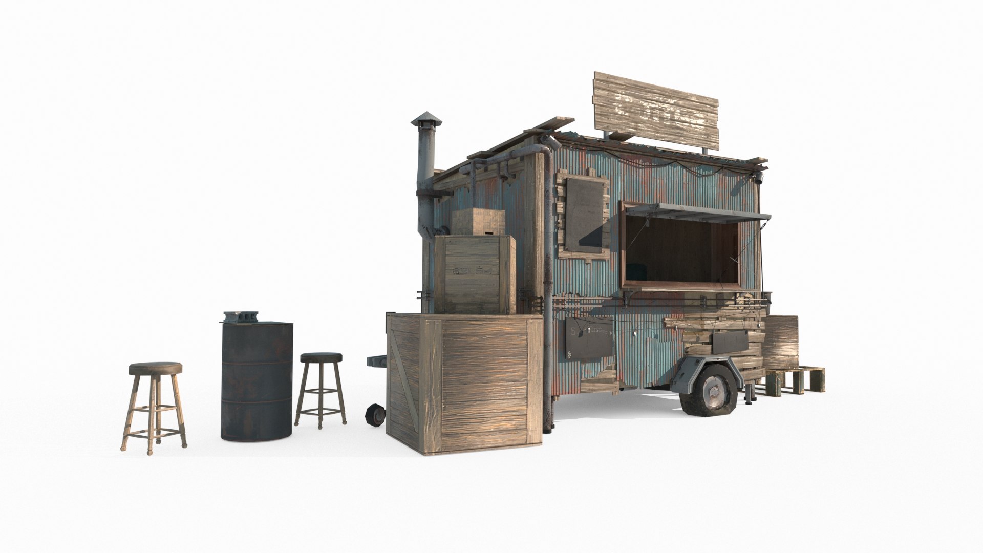 3D Roadside Stalls Renovated From Old Cars Model - TurboSquid 2323629