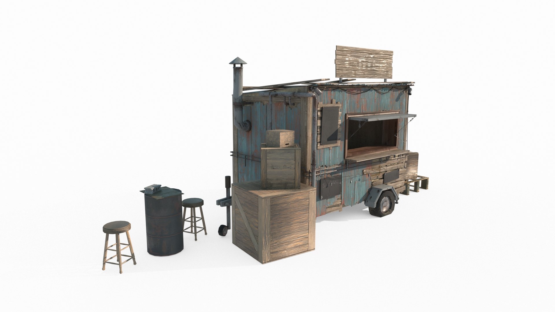 3D Roadside Stalls Renovated From Old Cars Model - TurboSquid 2323629