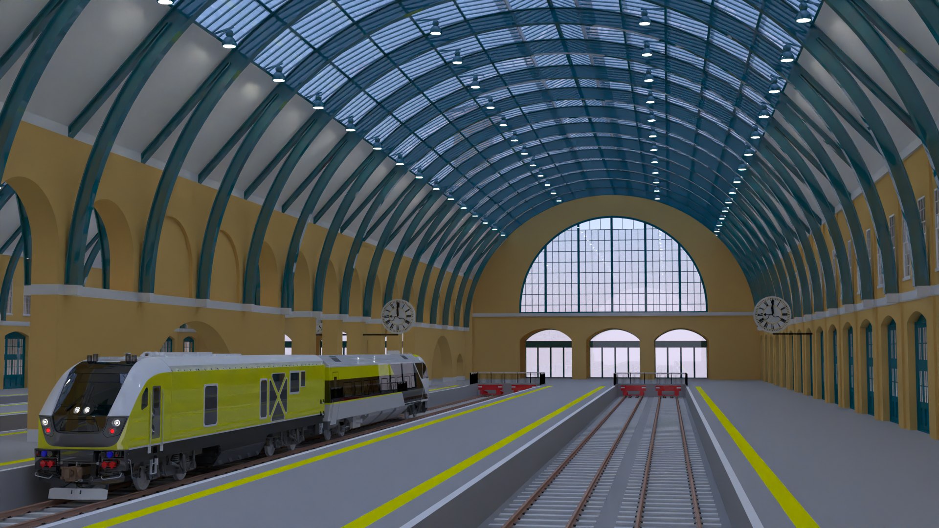 3D Model Kings Cross Station With Siemens Train - TurboSquid 2342251