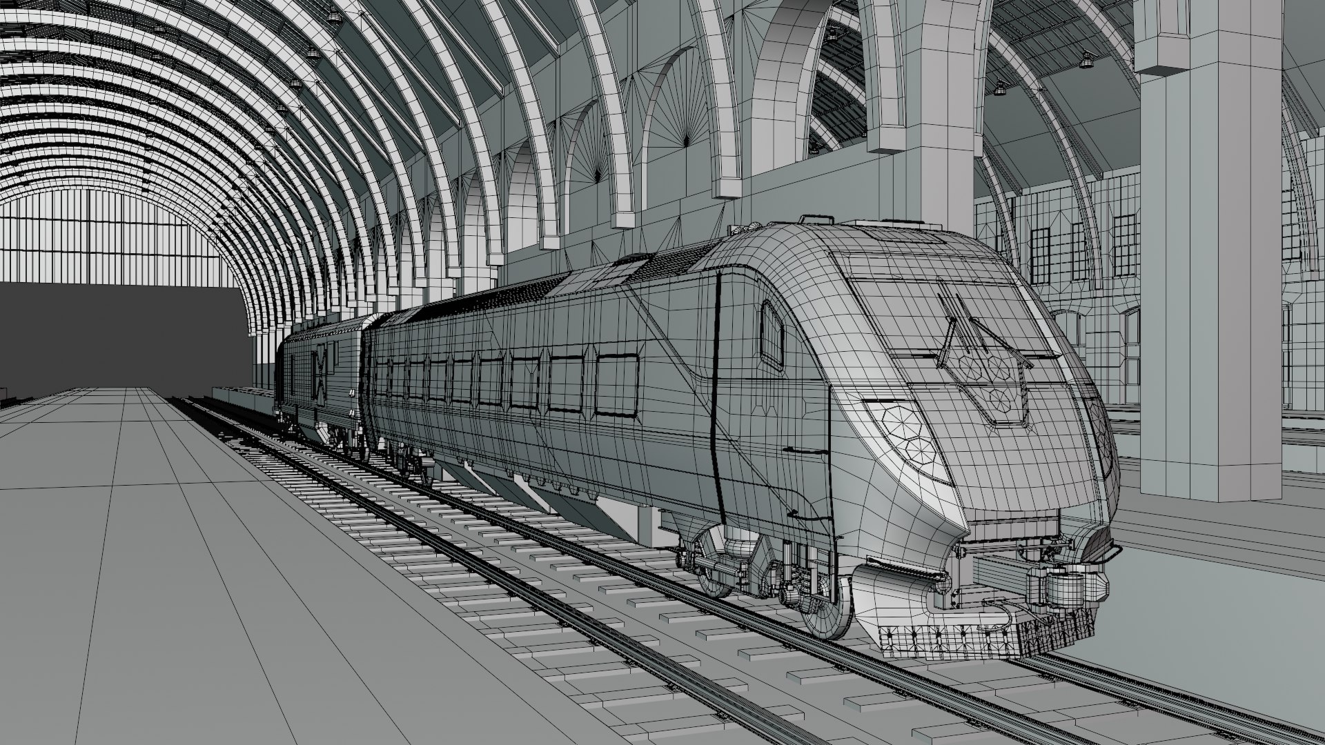 3D Model Kings Cross Station With Siemens Train - TurboSquid 2342251