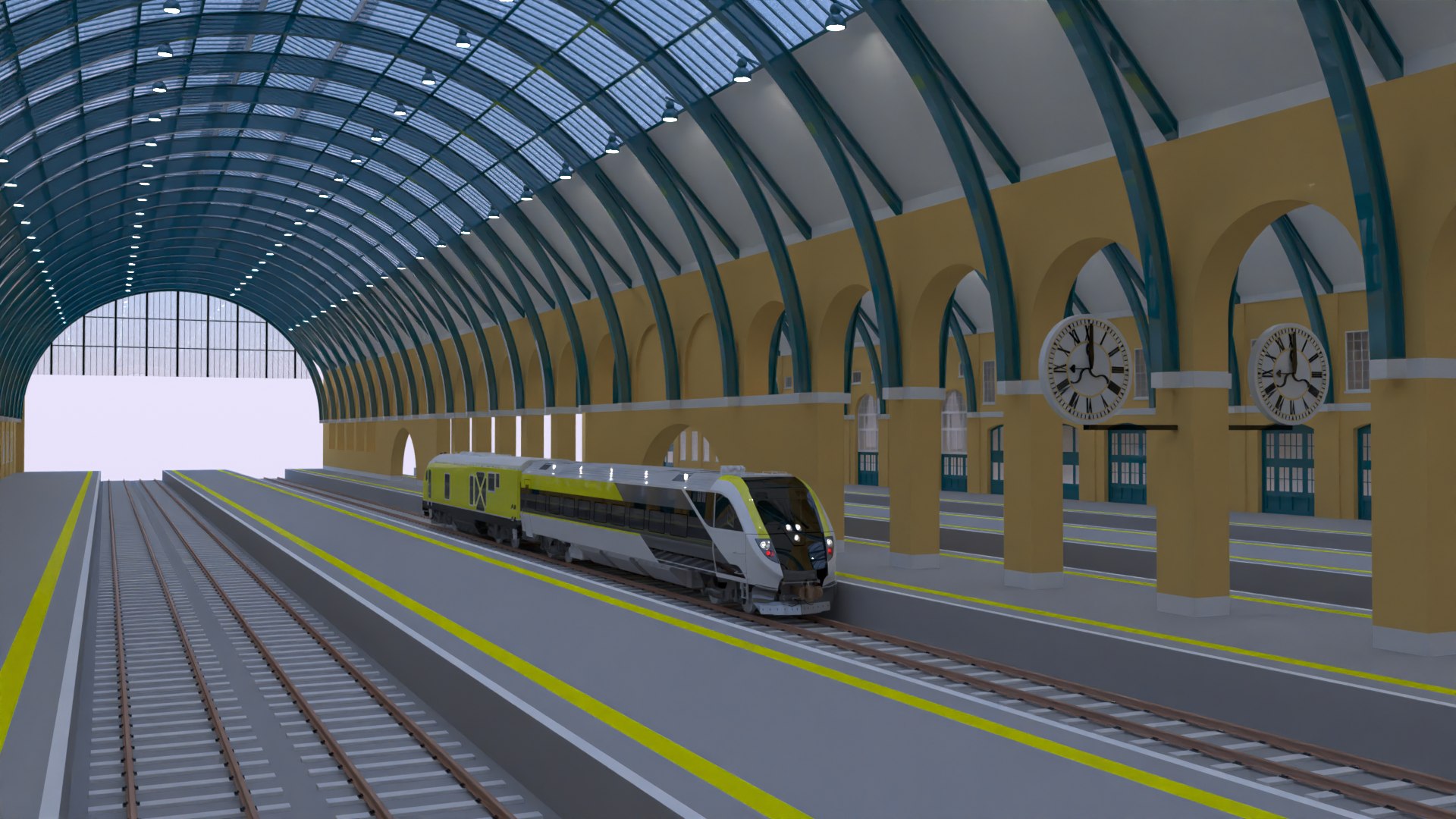 3D Model Kings Cross Station With Siemens Train - TurboSquid 2342251