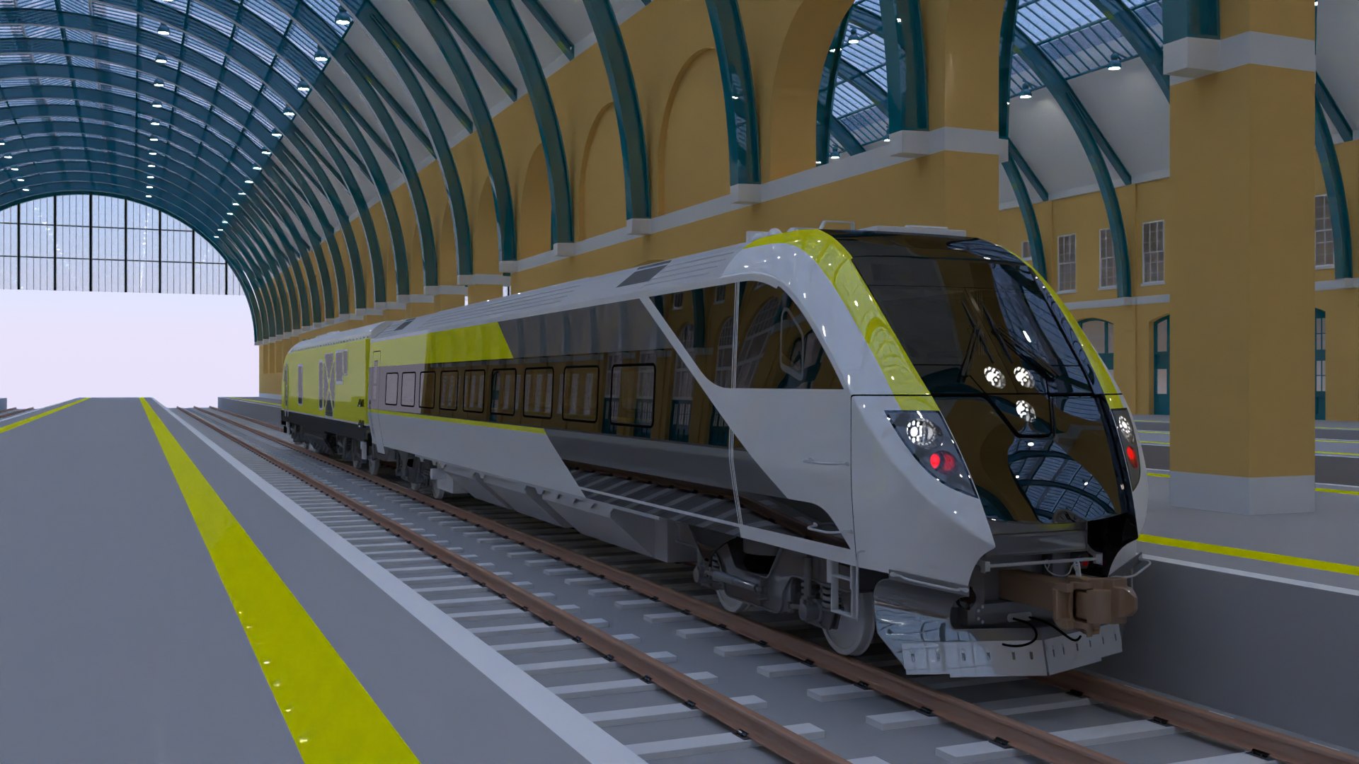 3D Model Kings Cross Station With Siemens Train - TurboSquid 2342251