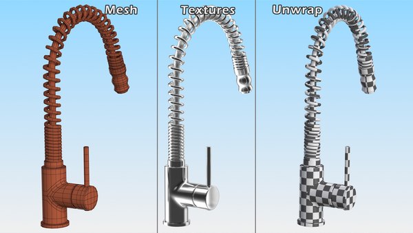 3D model Single Lever Pullout Kitchen Tap - TurboSquid 1718530