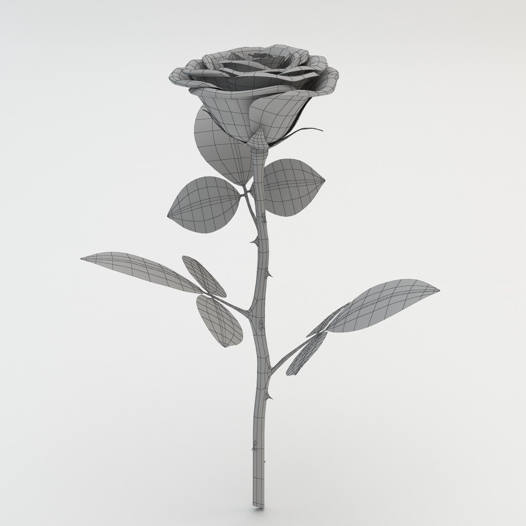 3ds Max Rose Branch Pink 02