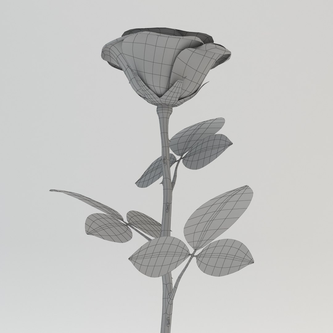 3ds Max Rose Branch Pink 02