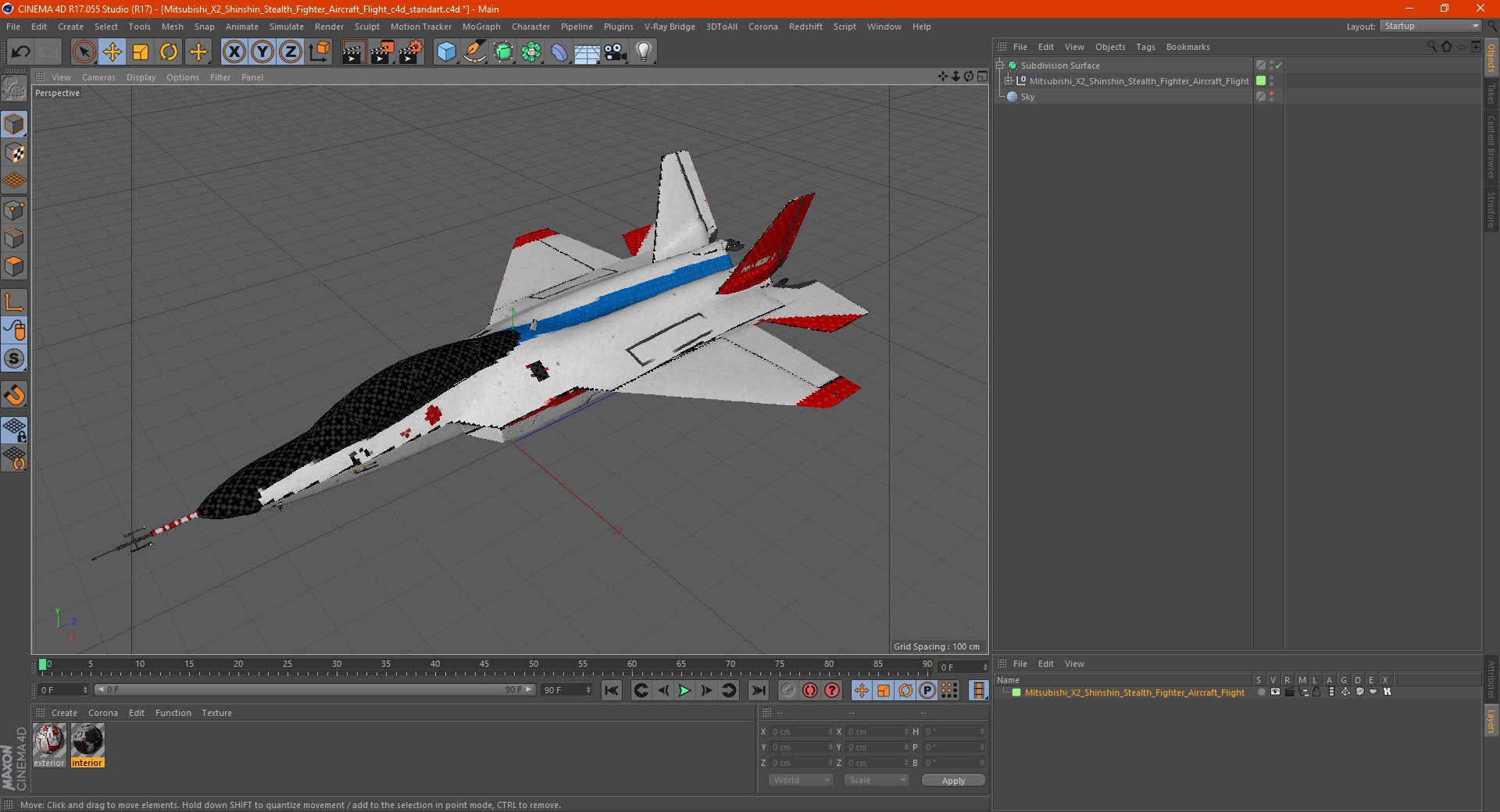 Mitsubishi X2 Shinshin Stealth Fighter Aircraft Flight 3D model ...