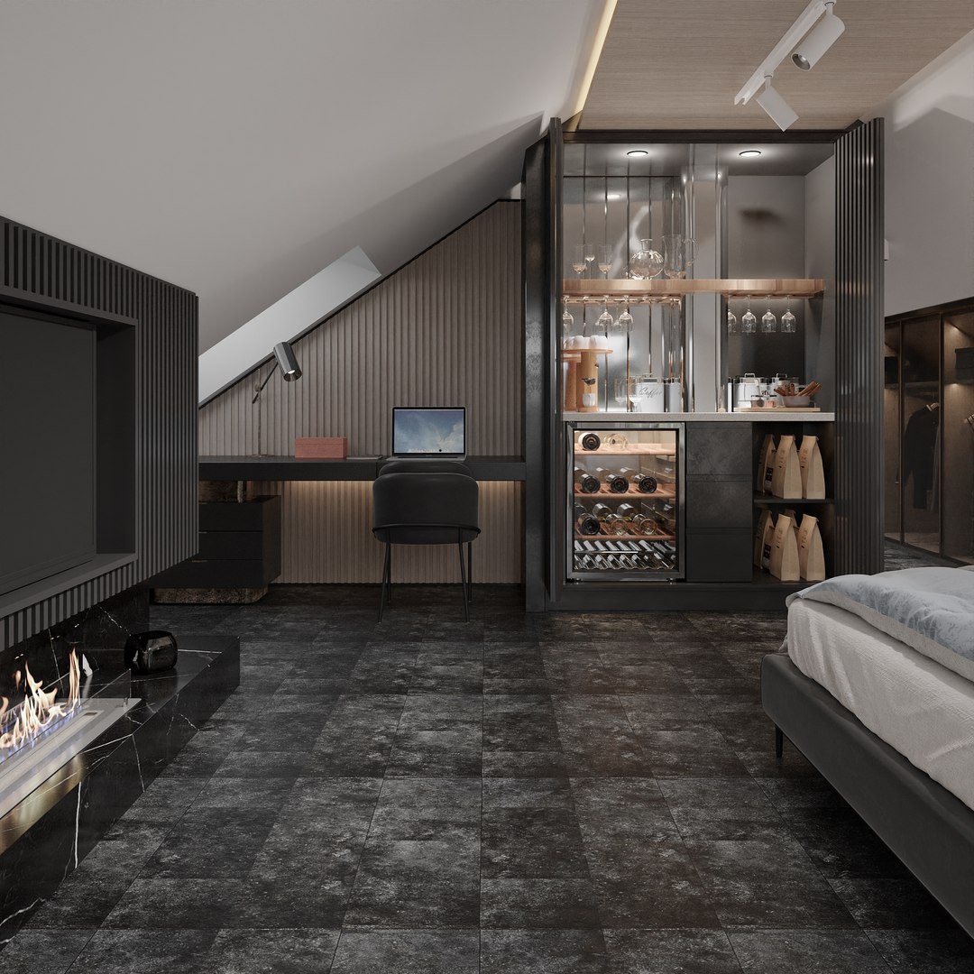 Loft House Black Ambient Interior Design 3D Model - TurboSquid 2419971