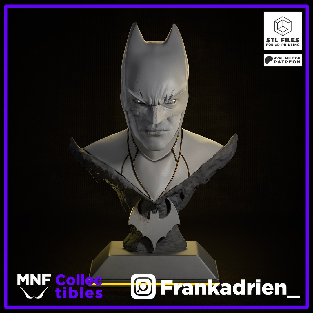 3D Batman Bust - Available On Patreon - TurboSquid 2419296