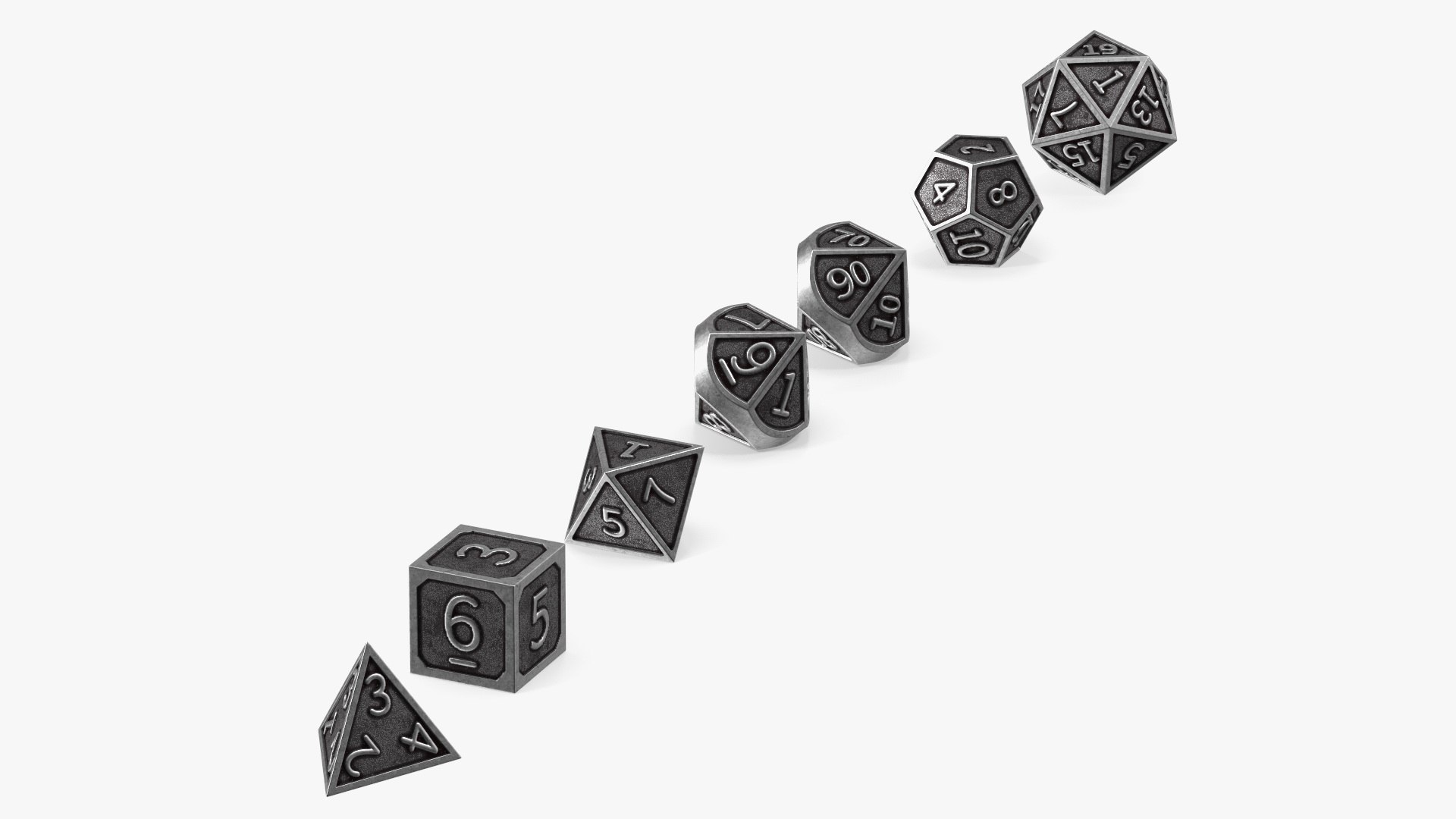 Silver DND Dice Set 3D model - TurboSquid 2140462