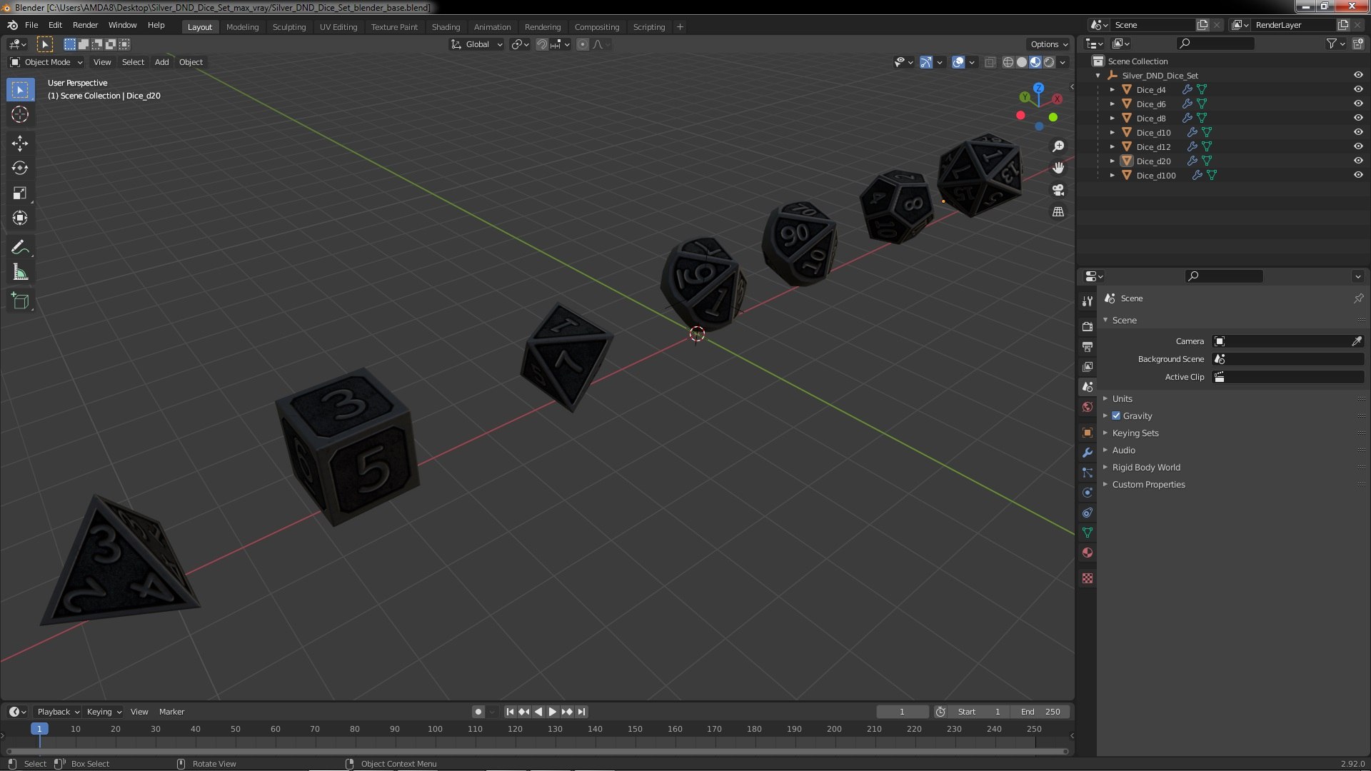 Silver DND Dice Set 3D Model - TurboSquid 2140462