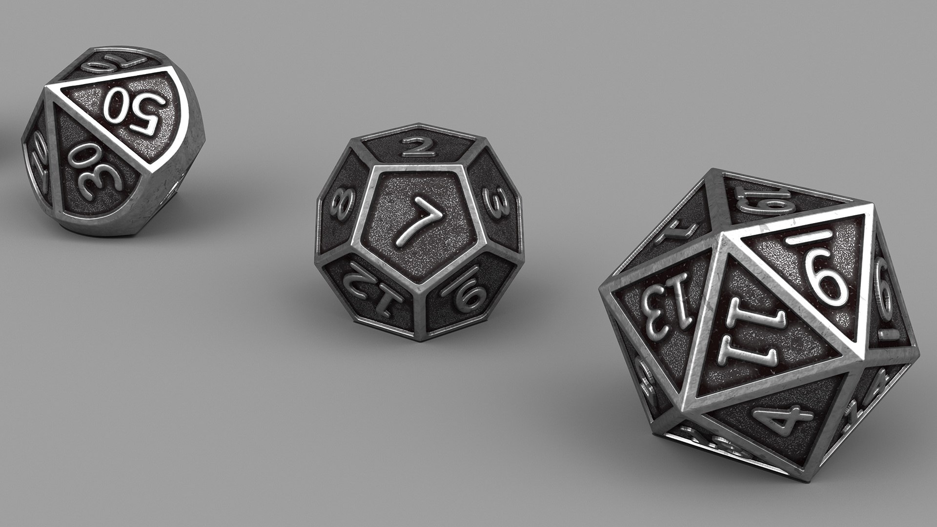 Silver DND Dice Set 3D model - TurboSquid 2140462
