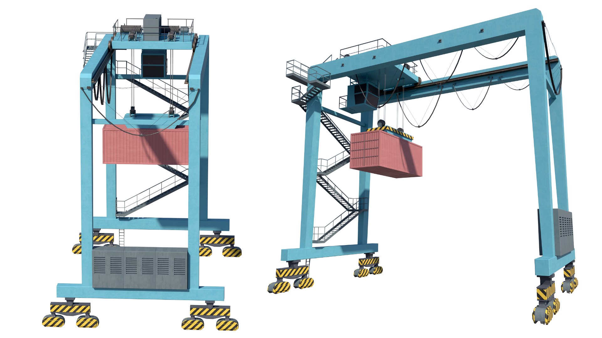 3D Container RTG Gantry Seaport Blue Crane Model - TurboSquid 2445446