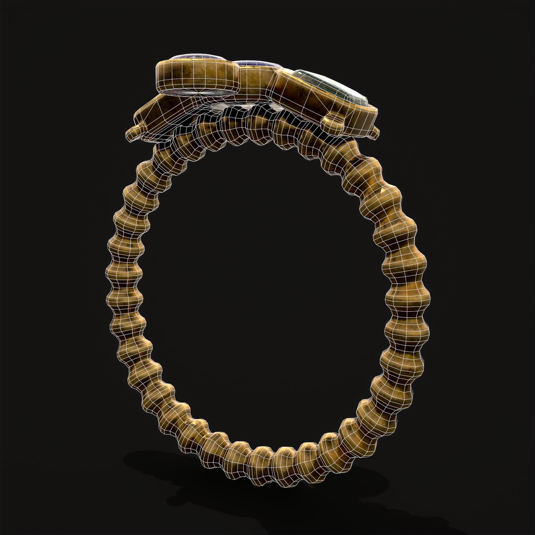 Medieval Ribbed Jeweled Golden Ring 3D Model - TurboSquid 1955785