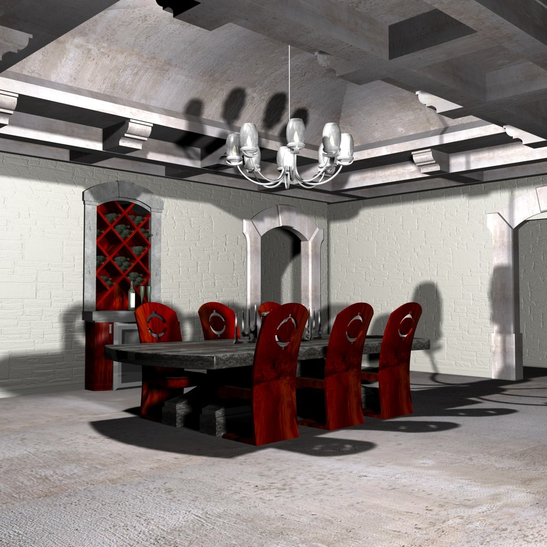 modern dinning room 3d max