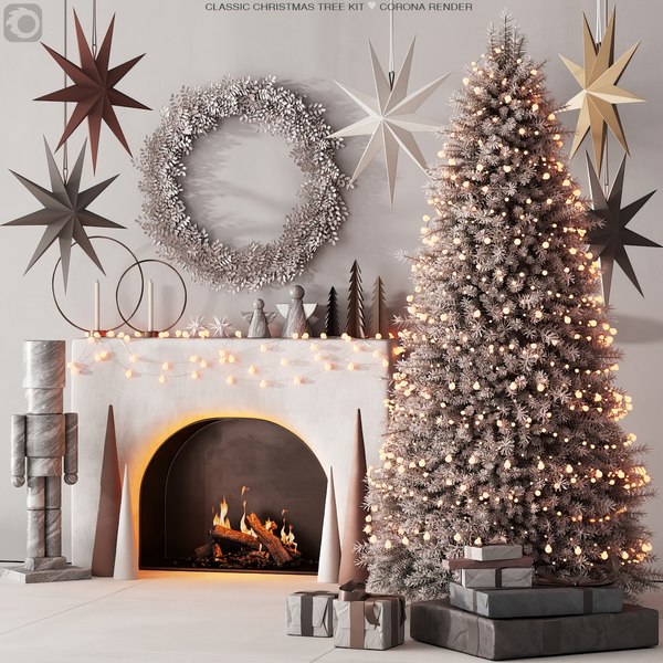 3D 241 happy new year 04 christmas tree mono 01 light CORONA 2015 model ...