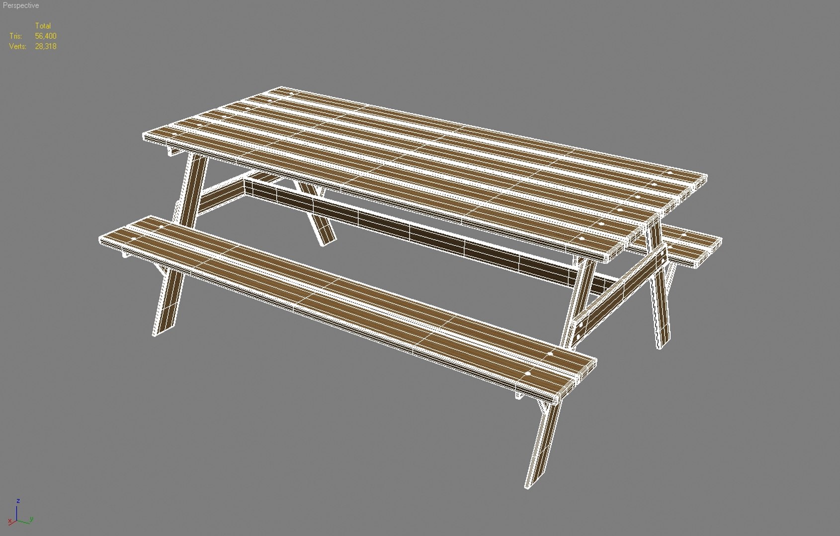 3d Picnic Table Attached Benches Model