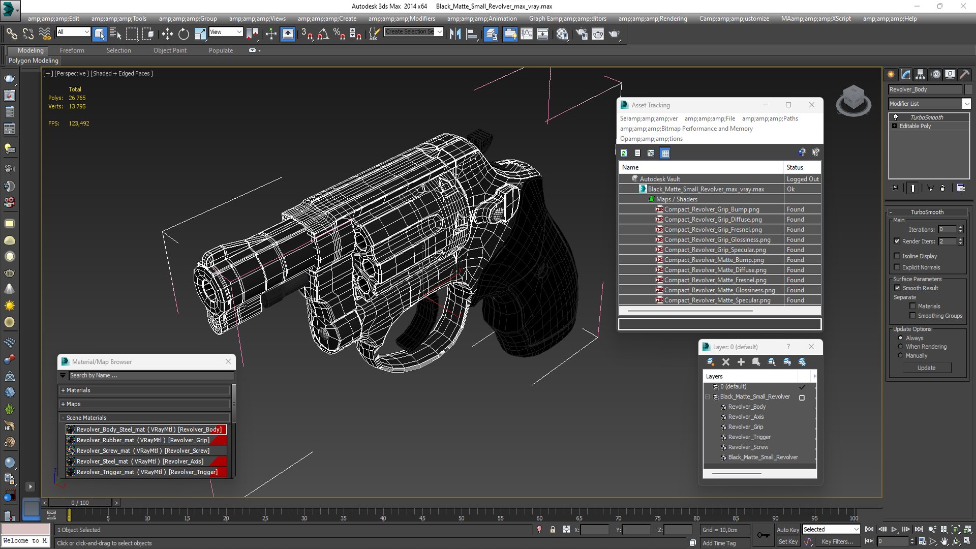 Black Matte Small Revolver 3D Model - TurboSquid 2153029