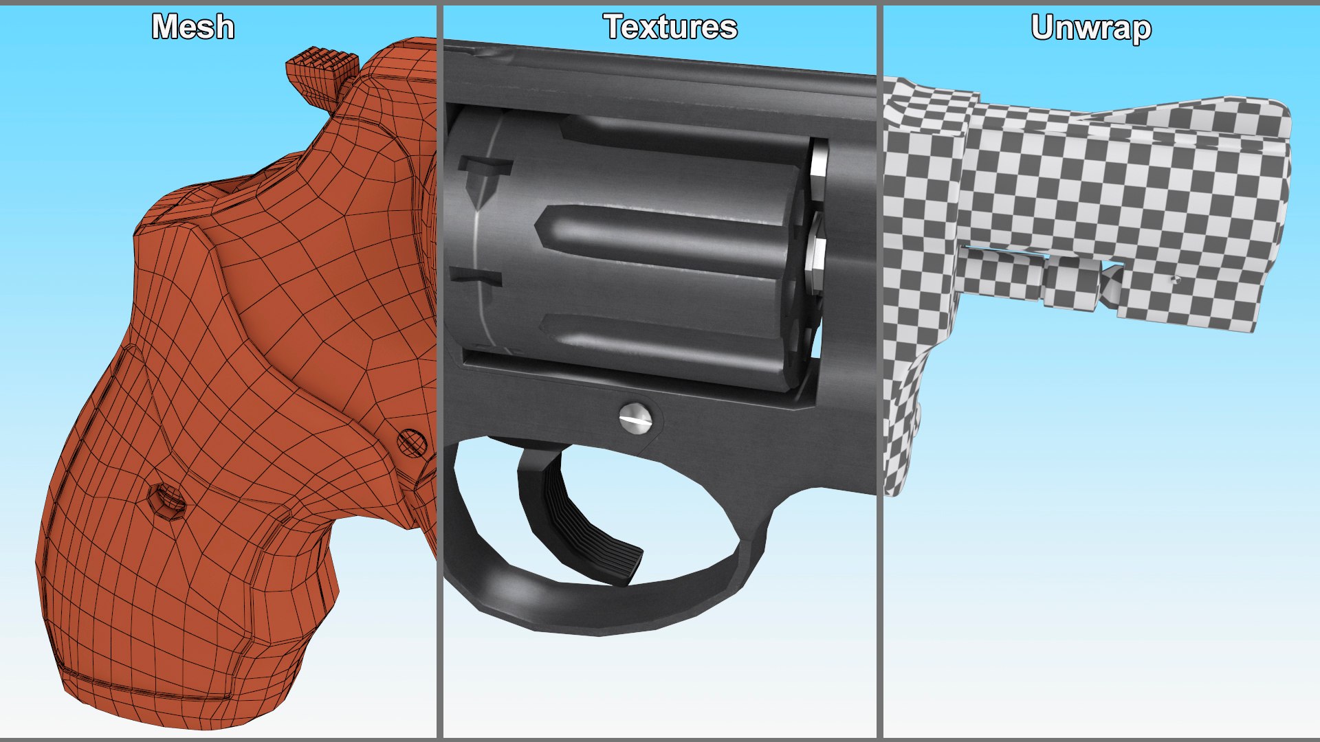 Black Matte Small Revolver 3D Model - TurboSquid 2153029
