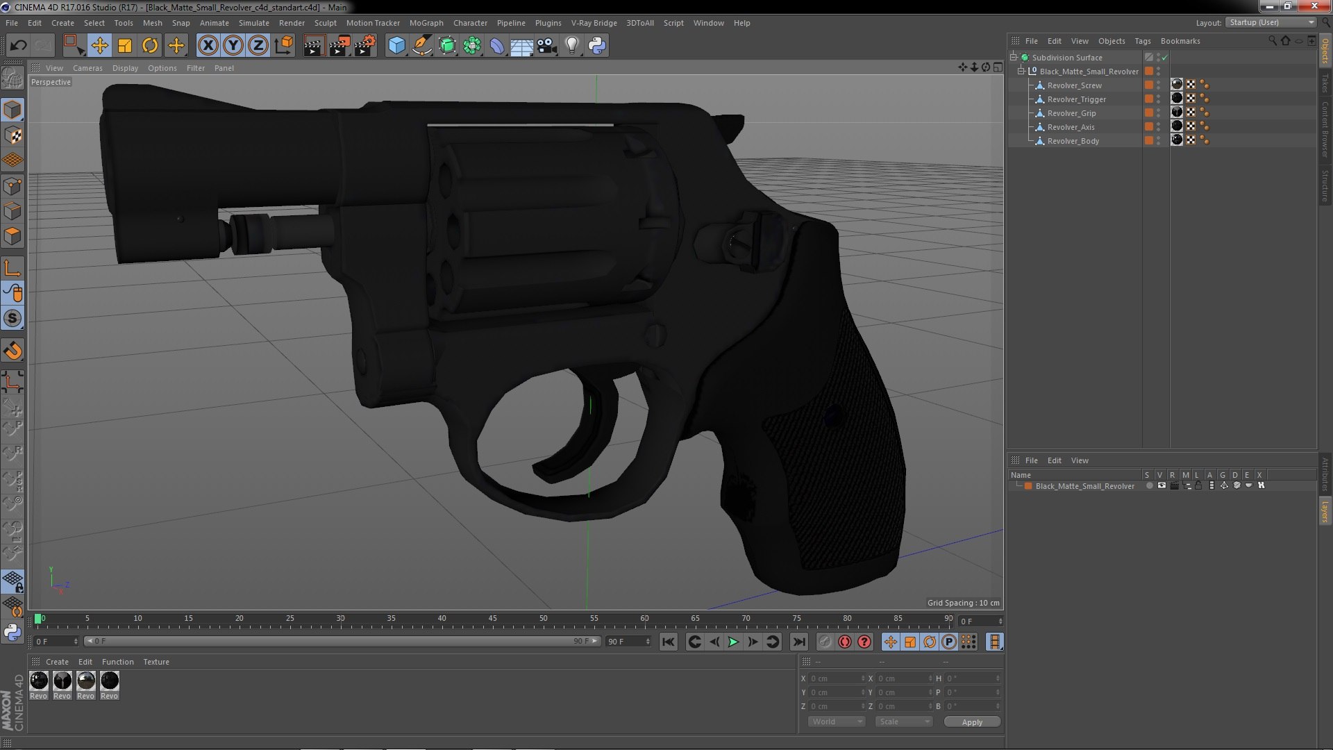 Black Matte Small Revolver 3D Model - TurboSquid 2153029