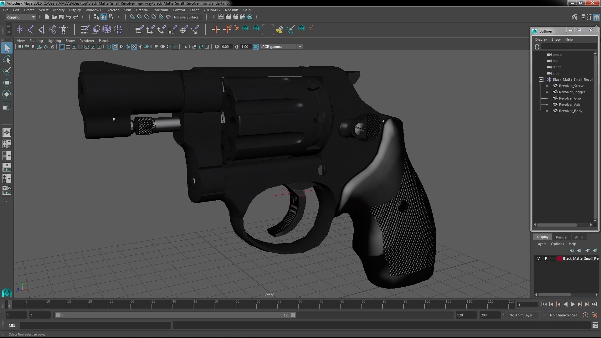 Black Matte Small Revolver 3D Model - TurboSquid 2153029