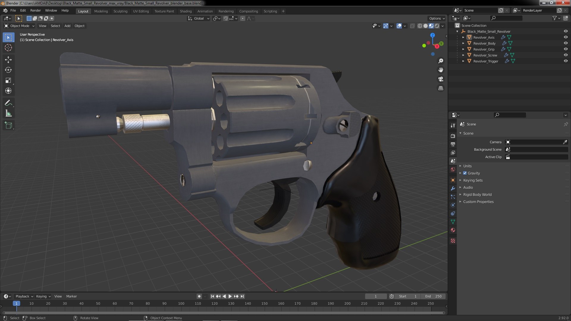 Black Matte Small Revolver 3D Model - TurboSquid 2153029