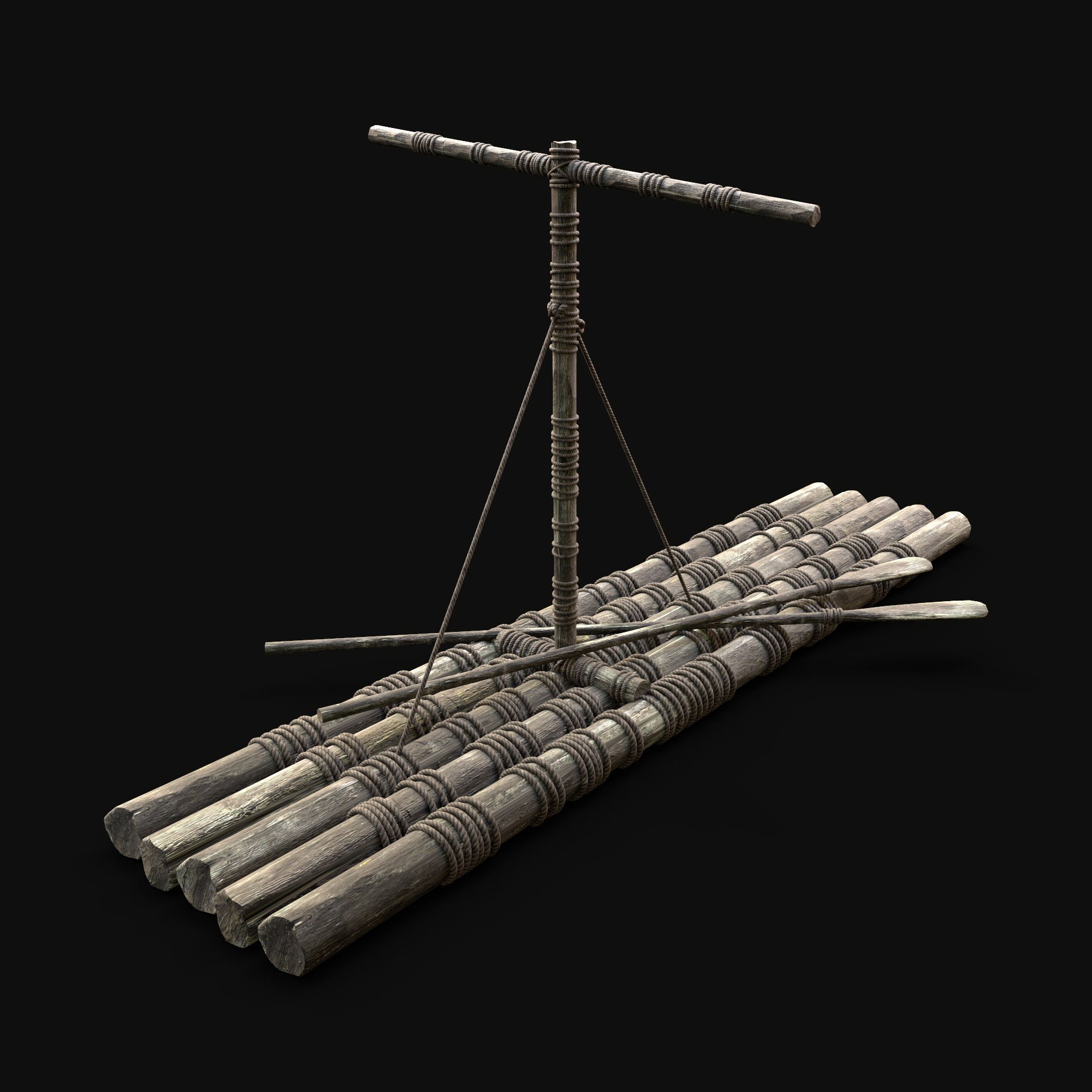 modèle 3D de RADEAU DE SURVIE EN BOIS NAUFRAGÉ BARGE IMPROVISÉE ...