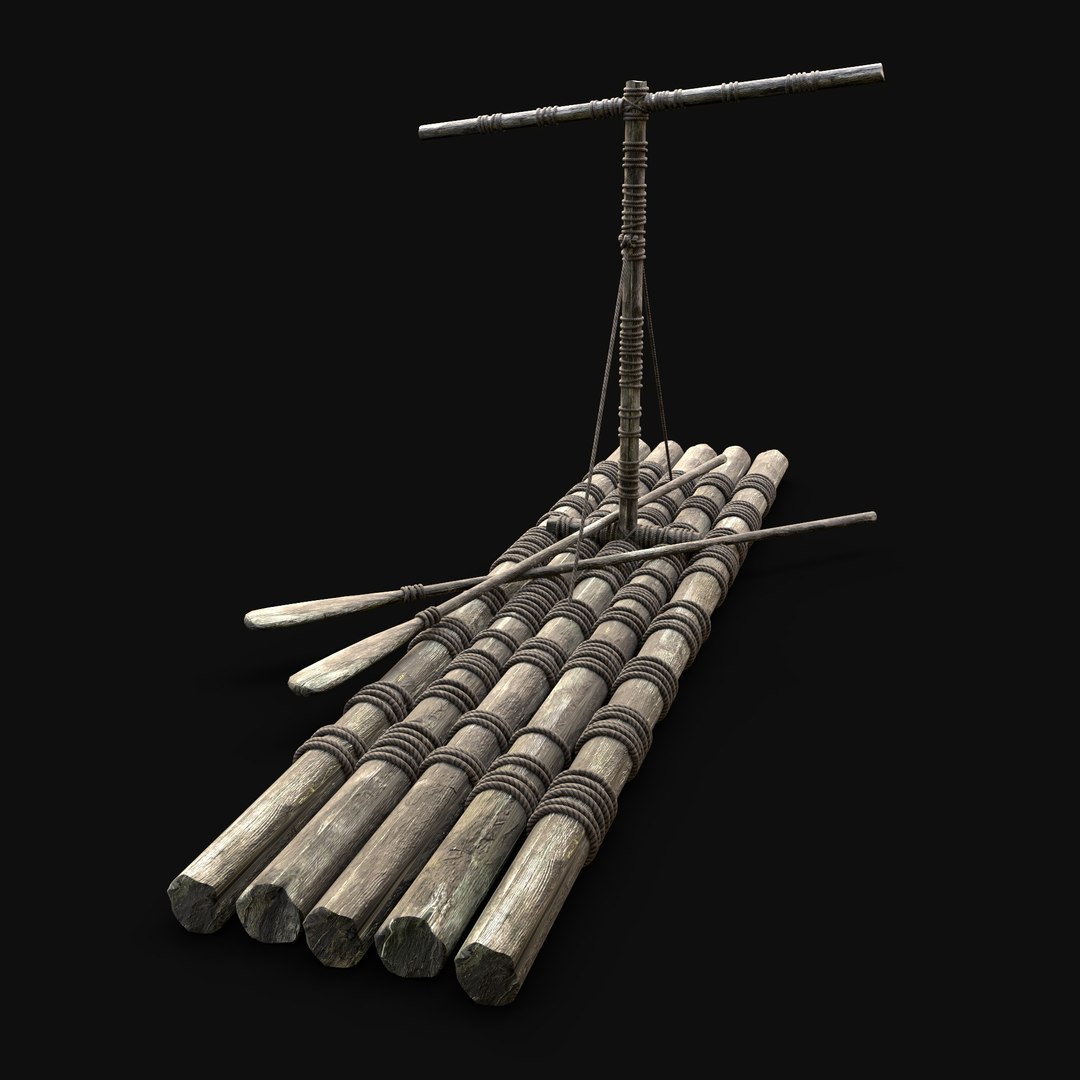 RAFT WOODEN SURVIVAL CASTAWAY IMPROVISED BARGE LOG CRAFTING Model ...