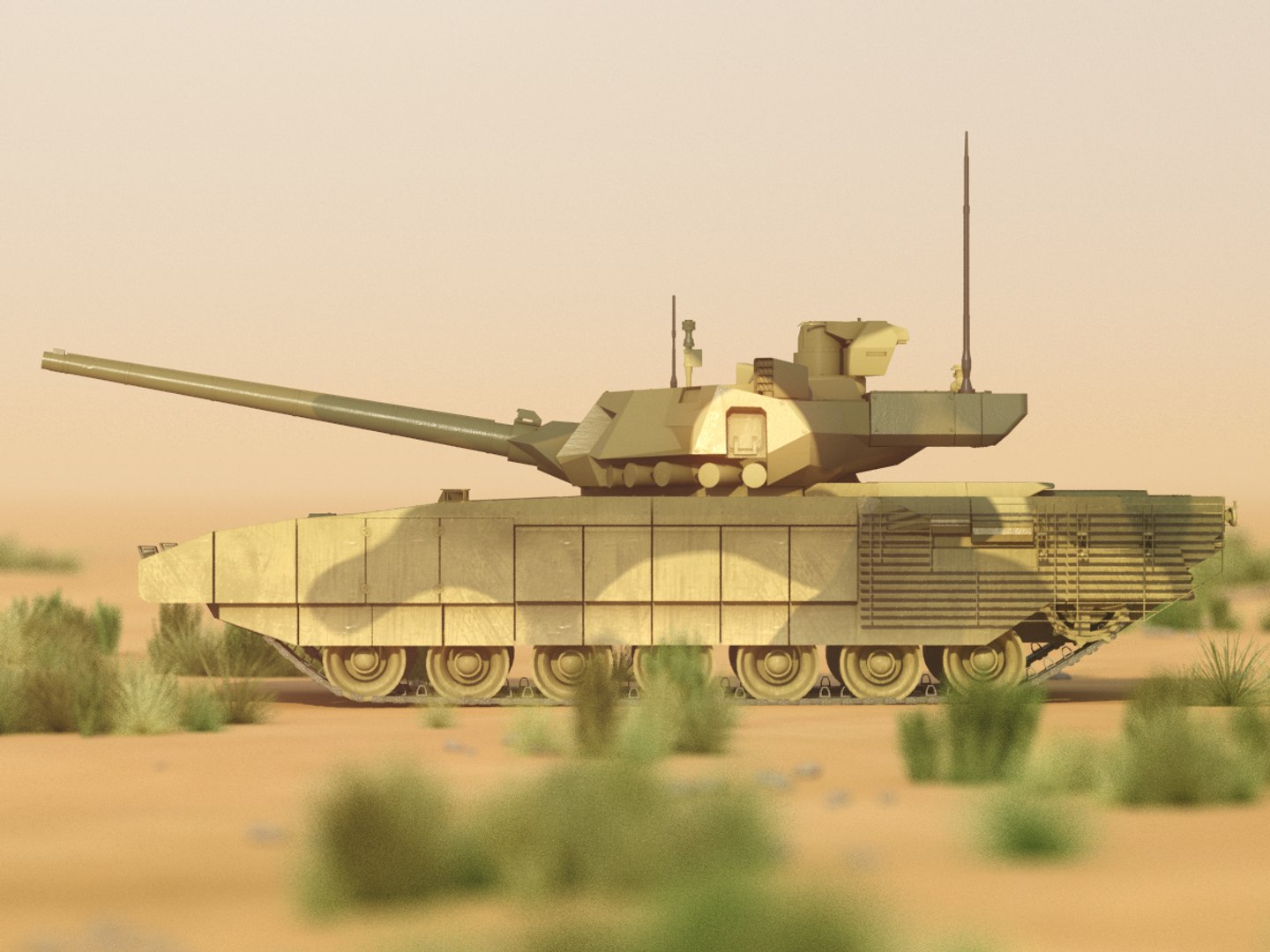 Rigged Tank T-14 Armata 3d Obj