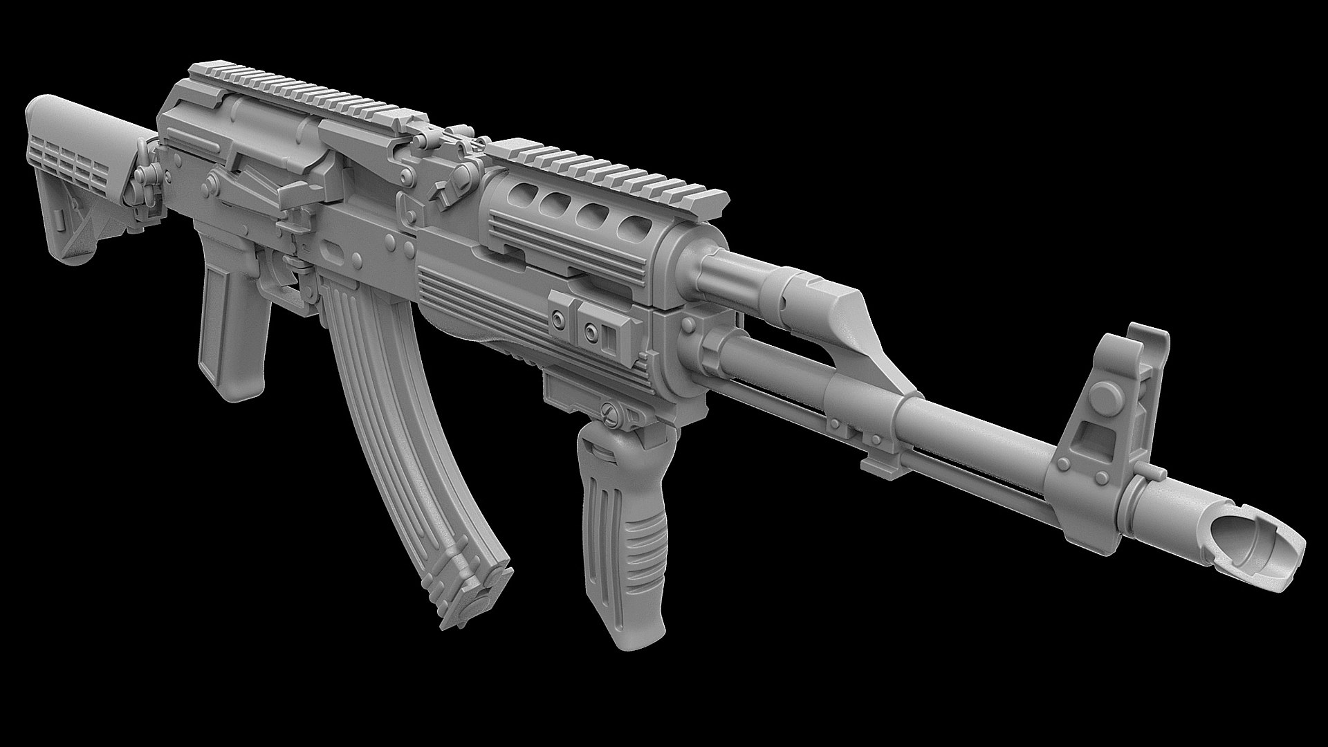 3D Ak 47 Tactical Ris M4 Stock Model - TurboSquid 1963062