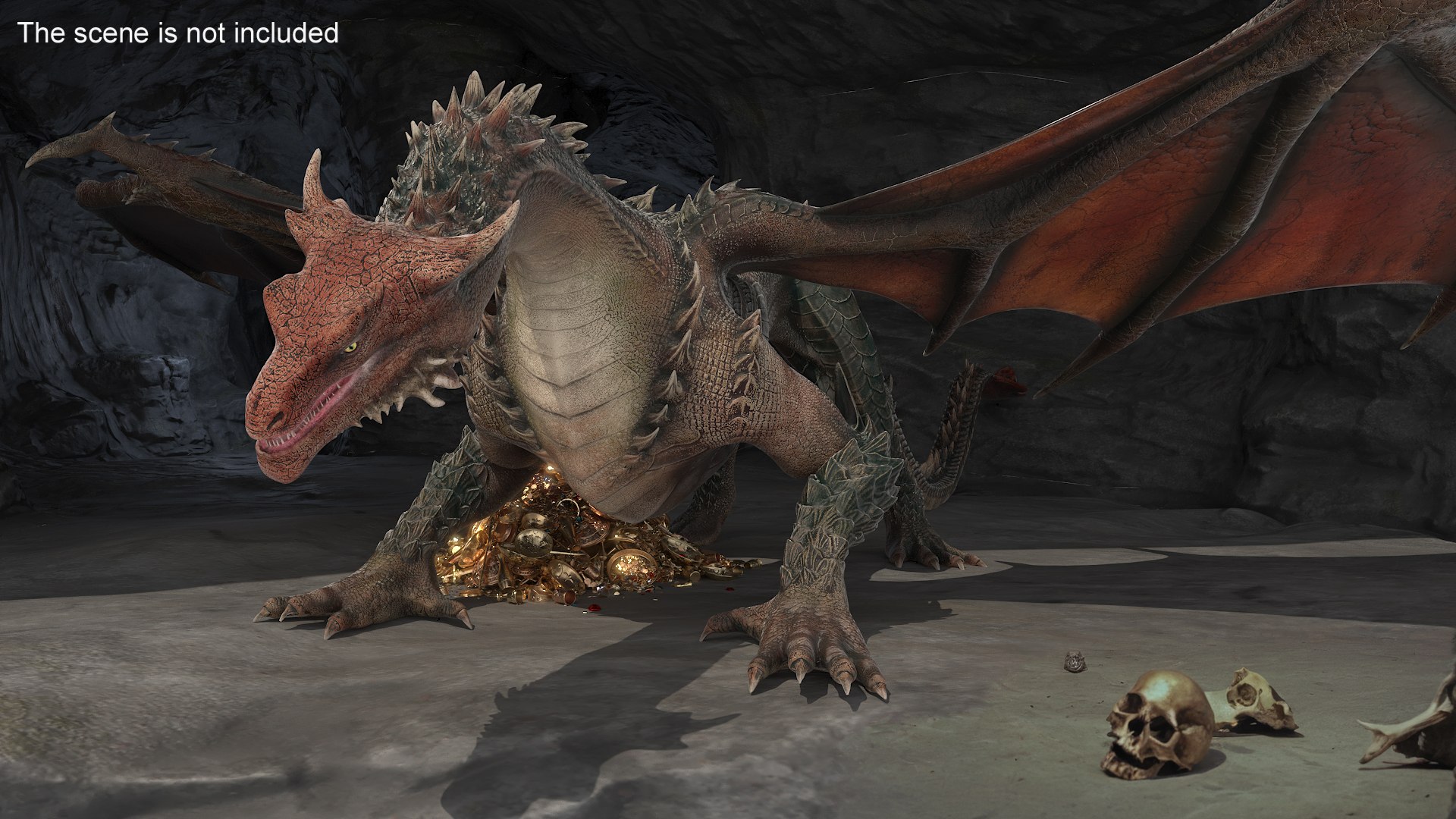 3D Model Dragon Guarding Treasures - TurboSquid 2335665