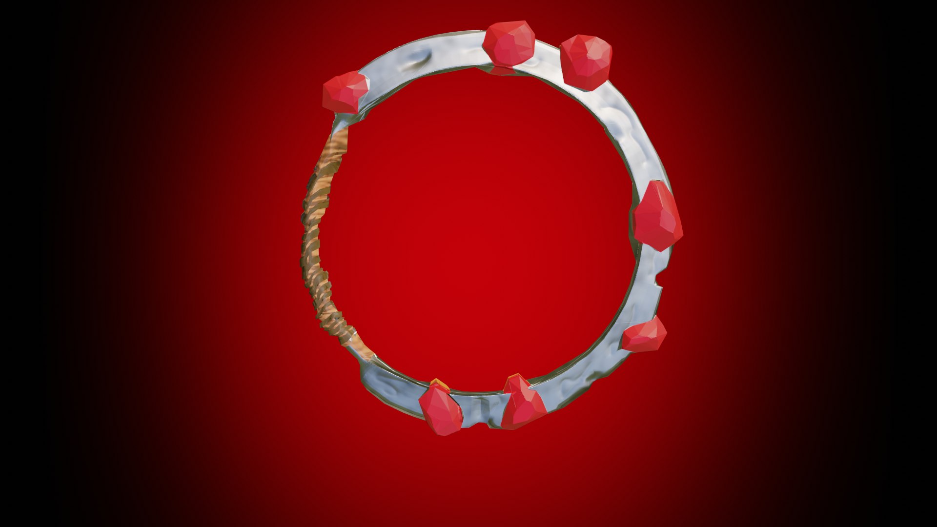 Stylized throwing disc with fire crystals PBR low-poly game ready 3D ...