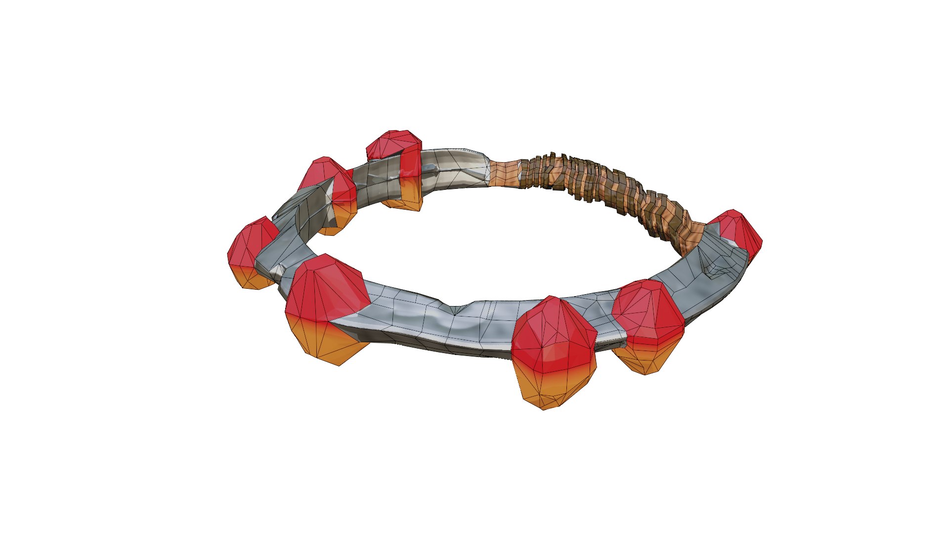 Stylized throwing disc with fire crystals PBR low-poly game ready 3D ...