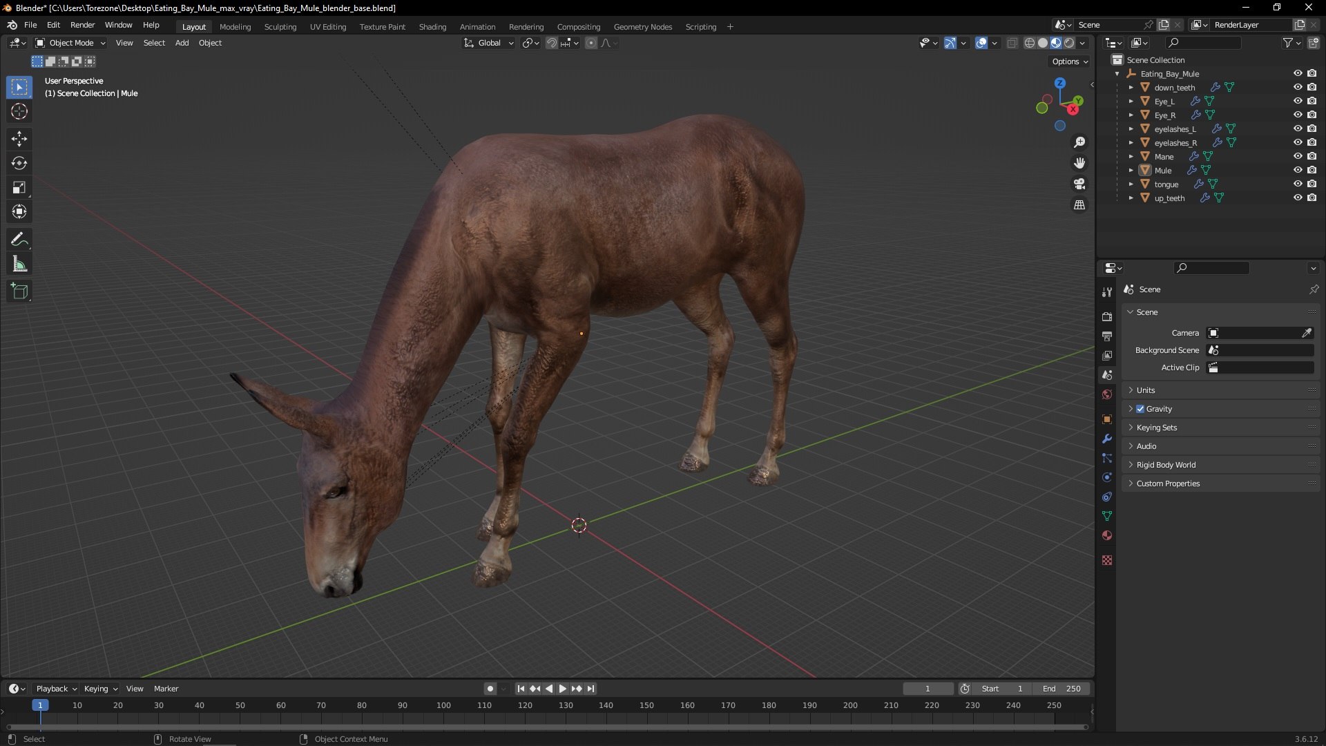 3D Eating Bay Mule Model - TurboSquid 2279912