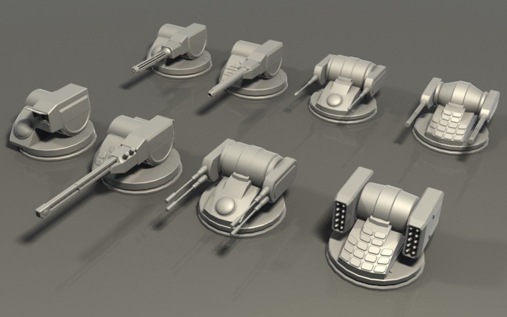 3d 8 Sci-fi Turrets