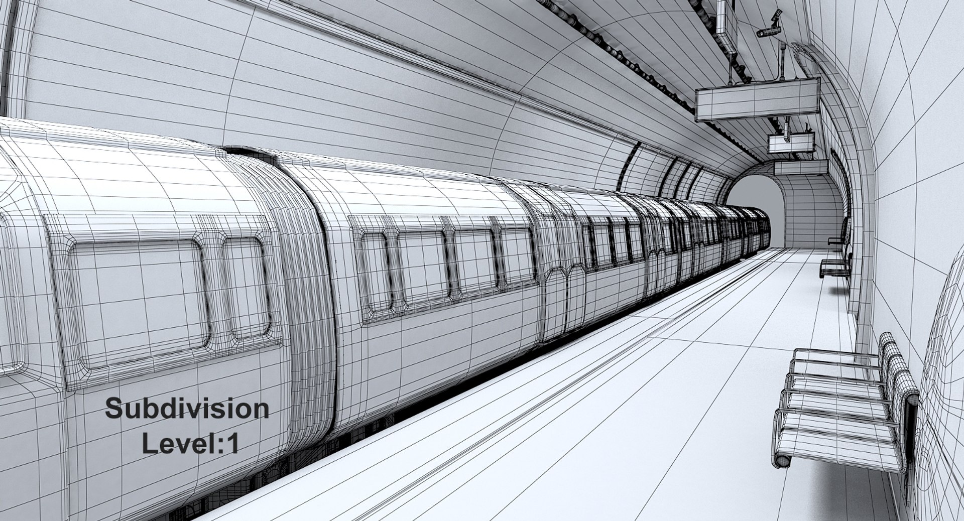 Scene Underground Tube Station Train Model - TurboSquid 1247578