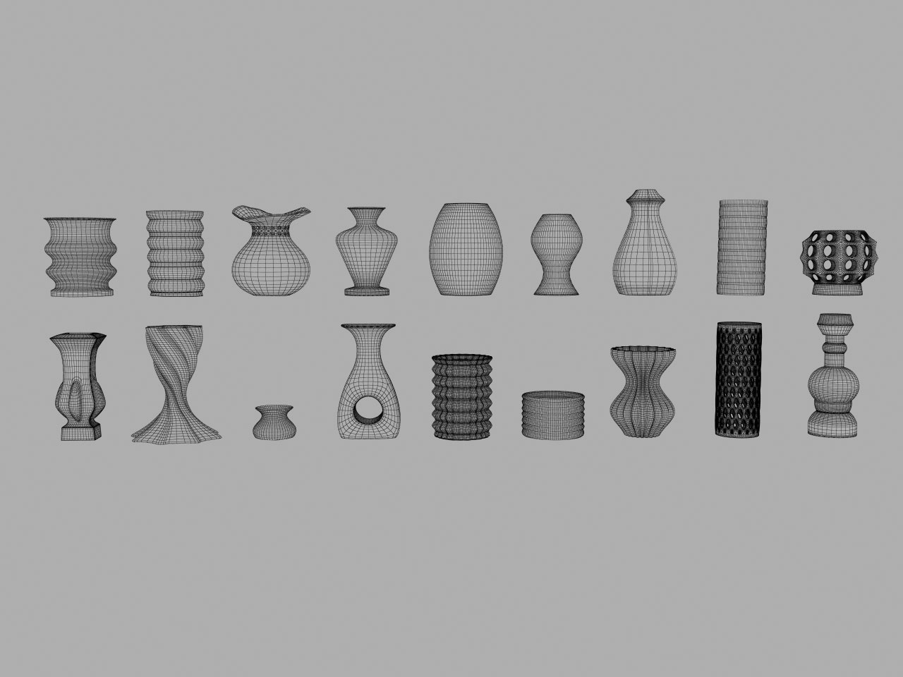 free vases architectural props 3d model