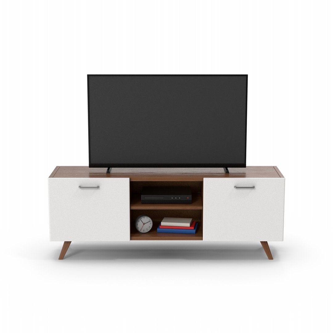 3D Dark Wood TV Stand Set - TurboSquid 2056277