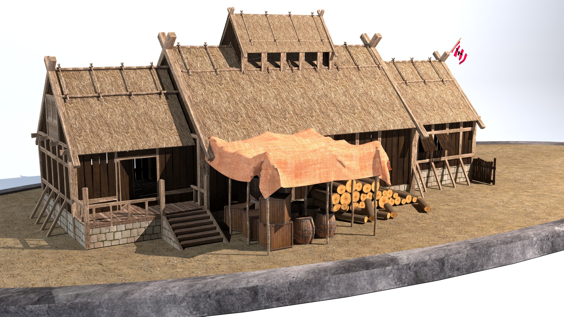 3D VIKING LONGHOUSE Model - TurboSquid 1855191