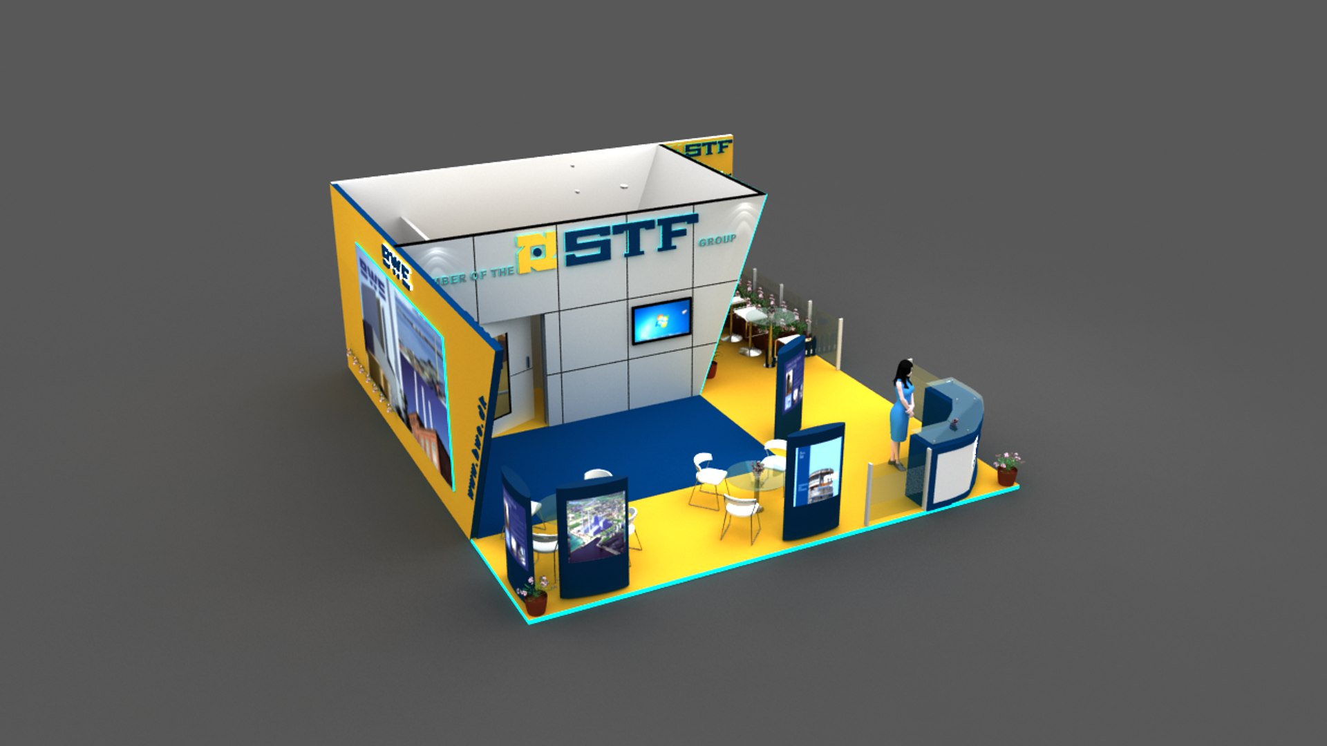 3D 3 Side Open Stand Model - TurboSquid 1987704