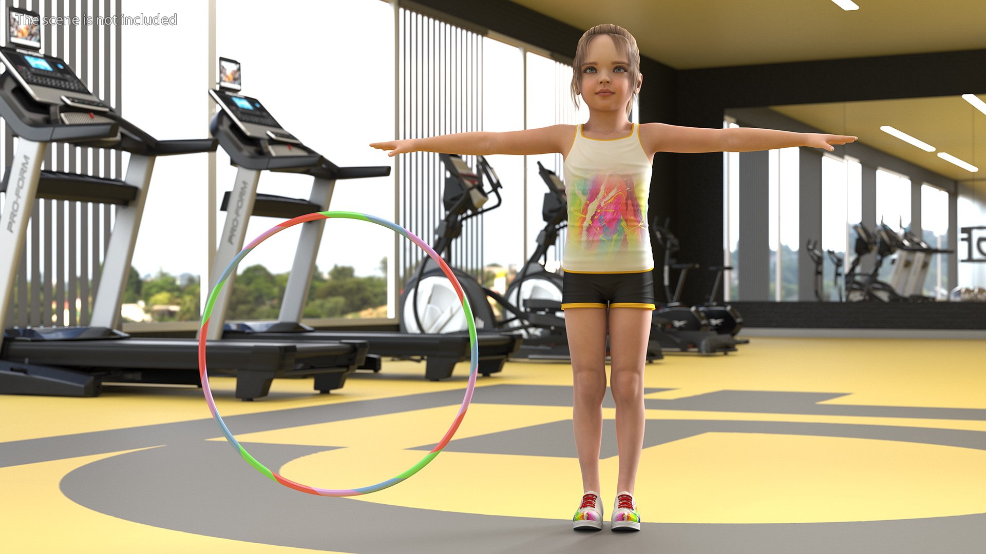3D Model Sport Style Girl Child With Hoop Rigged - TurboSquid 2079986