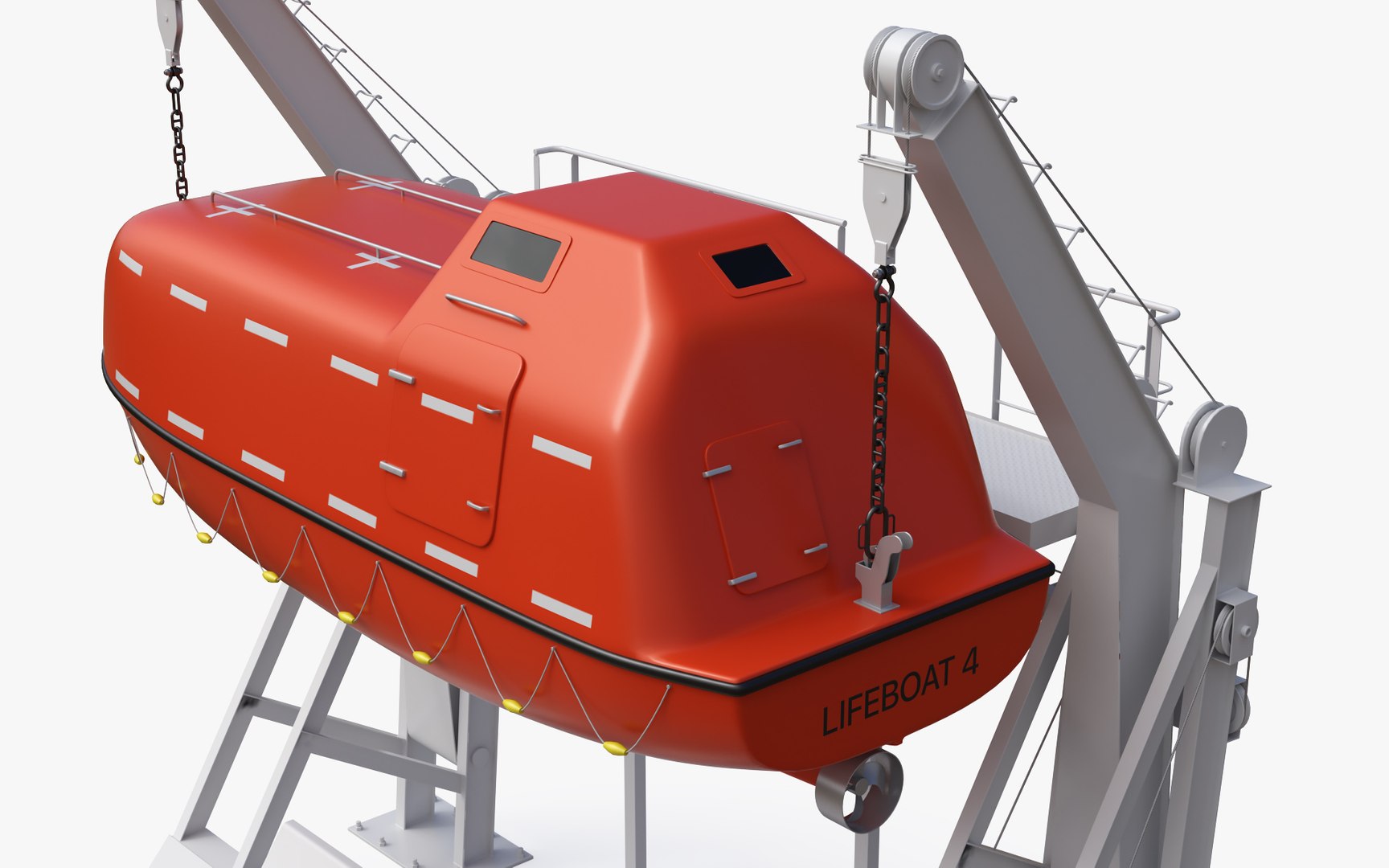 3D Model Closed Lifeboat With Crane V4 - TurboSquid 2012032