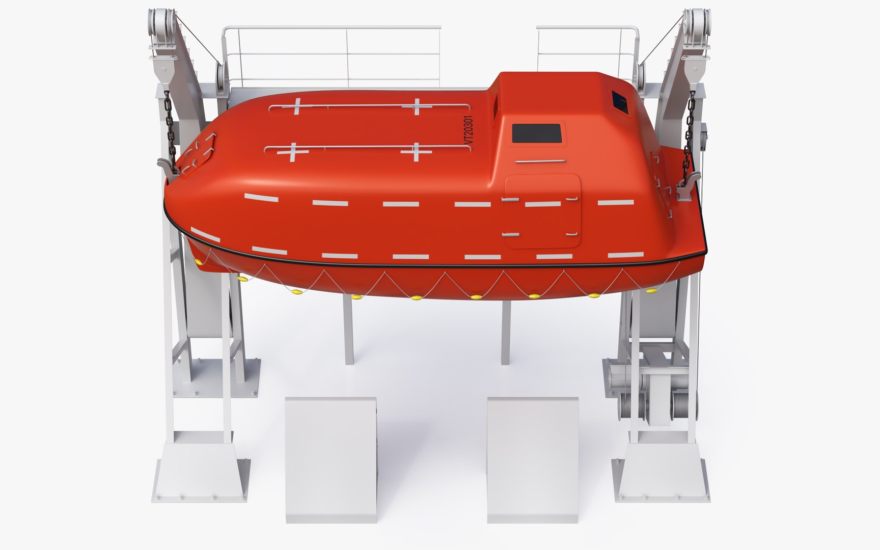 3D Model Closed Lifeboat With Crane V4 - TurboSquid 2012032